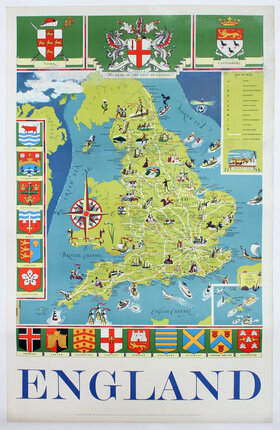 England (Map) | Original Vintage Poster | Chisholm Larsson Gallery