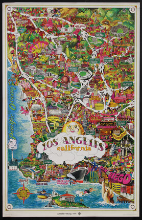 Los Angeles, California (Illustrated Pictorial Map) | Original Vintage ...